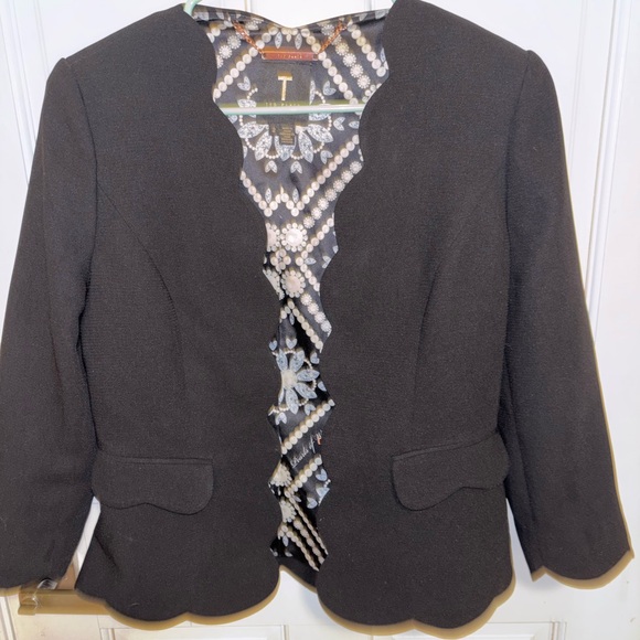 Ted Baker | Jackets & Coats | Zara Black Scalloped Blazer | Poshmark